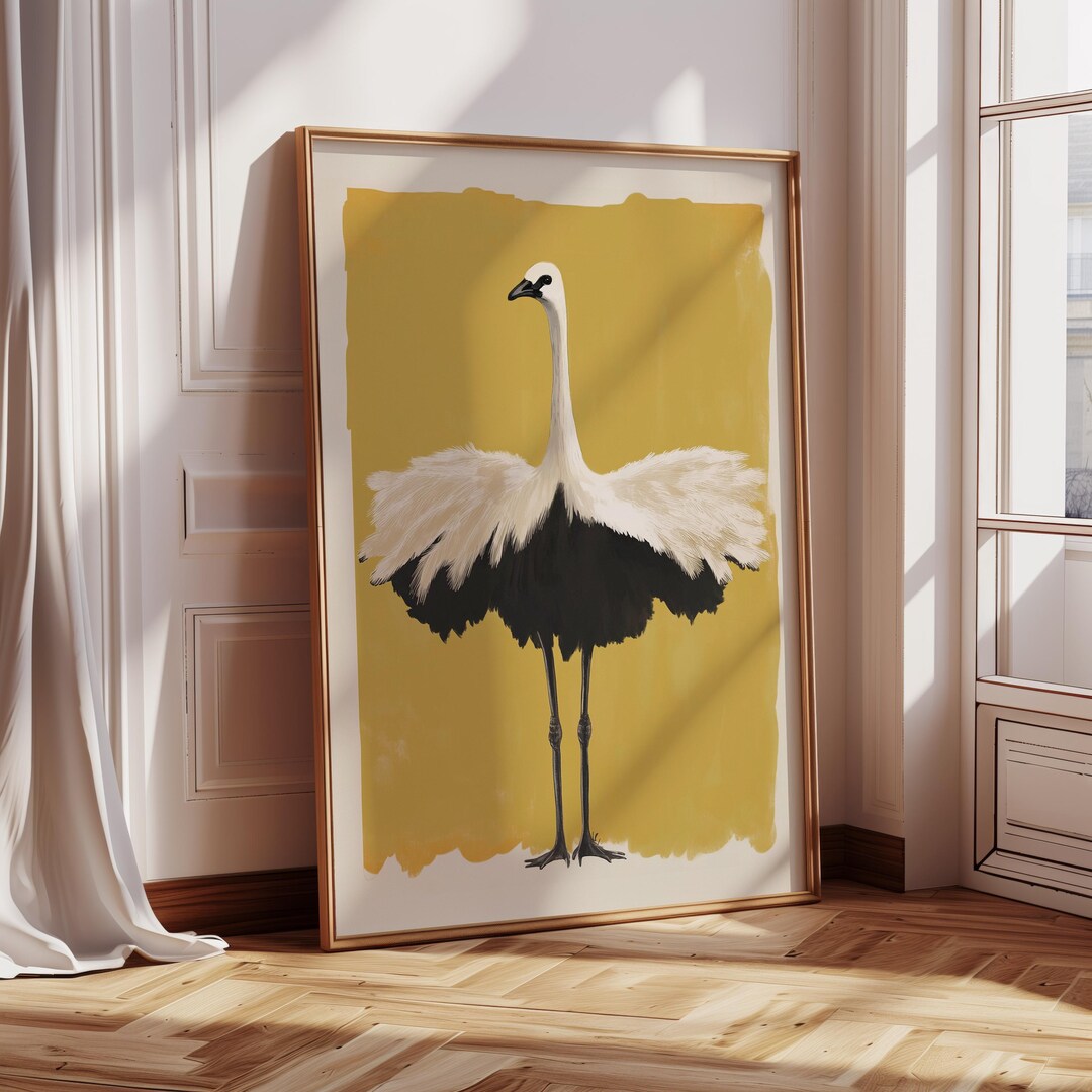 Ostrich Portrait Framed Wall Art, Abstract Animal Wall Art Print, Large ...