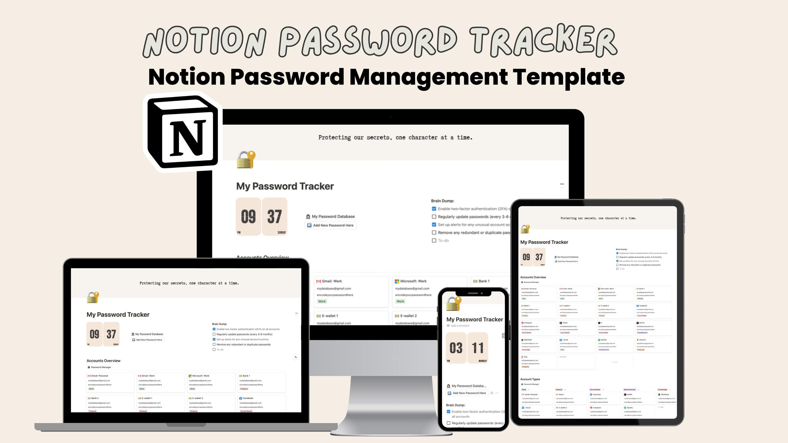 Ultimate Password Management Tracker for Notion - Digital Organization Tool Password Notion ...