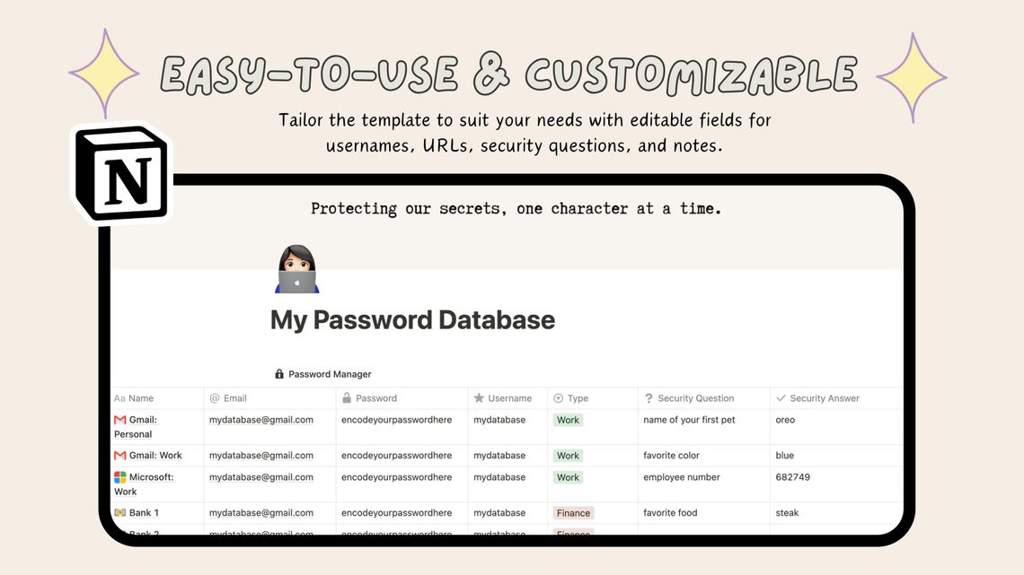 Ultimate Password Management Tracker for Notion - Digital Organization Tool Password Notion ...
