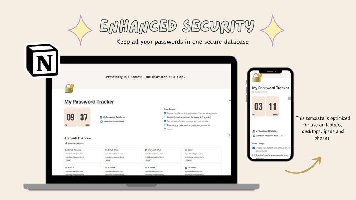 Ultimate Password Management Tracker for Notion - Digital Organization Tool Password Notion ...