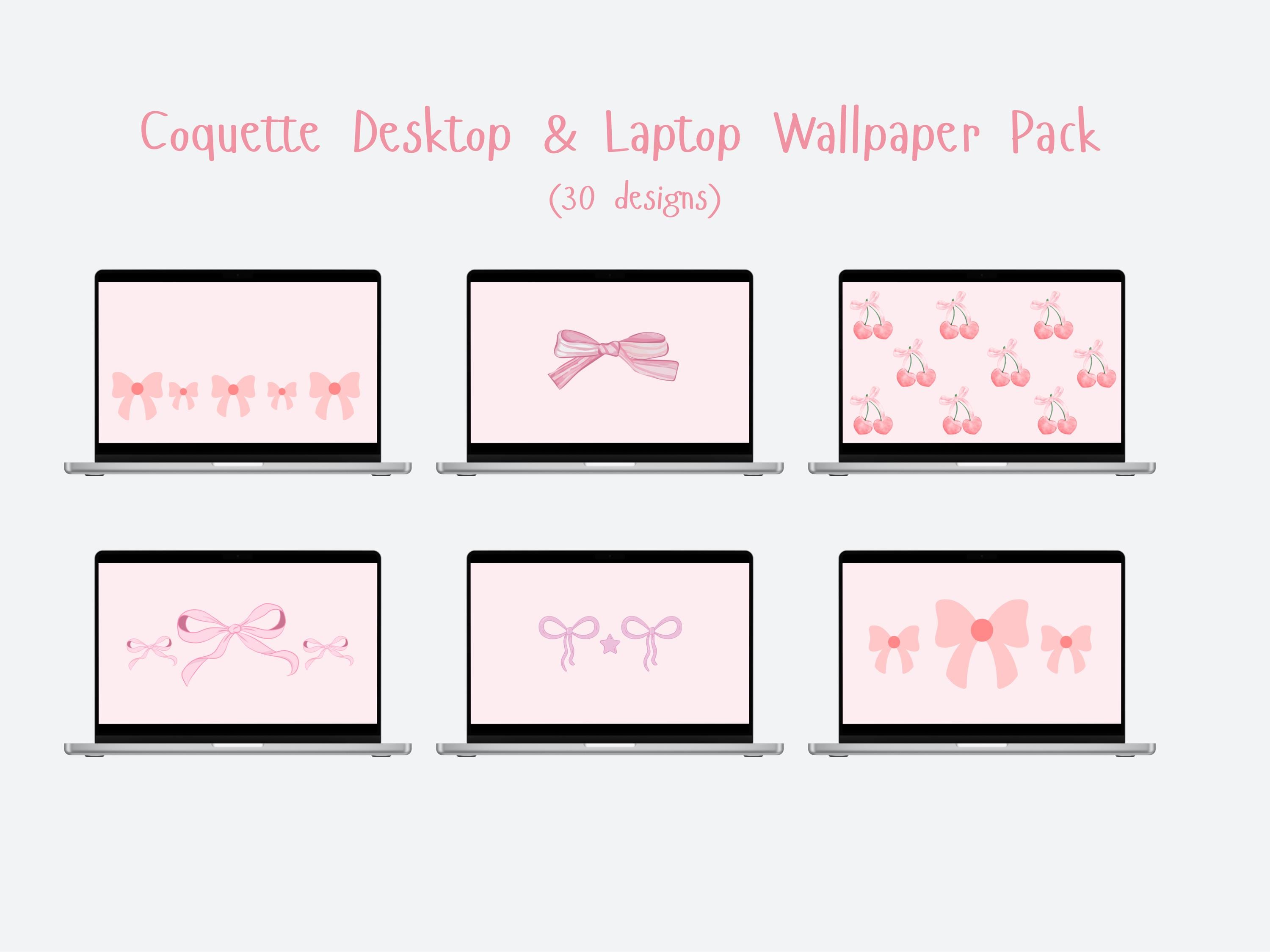 Coquette Pink Ribbon Desktop Wallpaper Bundle (digital Download) - Etsy