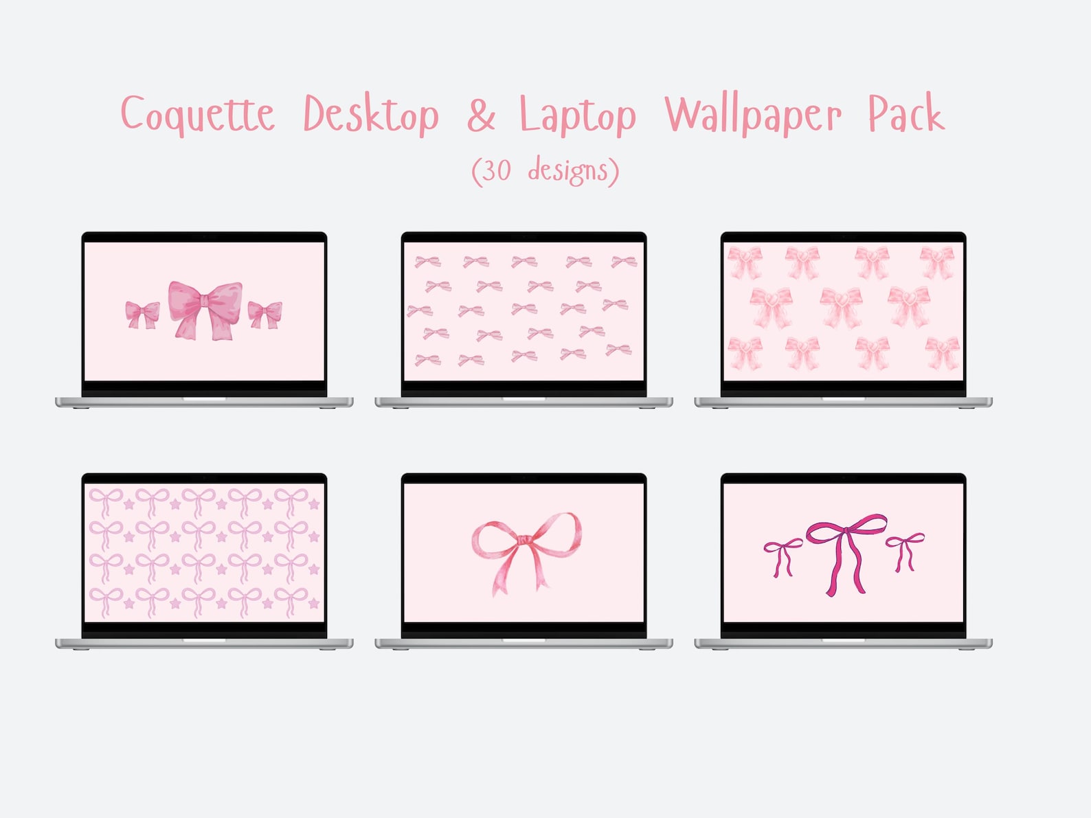 Coquette Pink Ribbon Desktop Wallpaper Bundle (digital Download) - Etsy