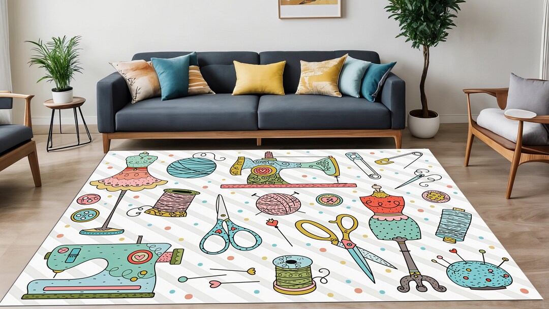 Sewing Room Rug, Sewing Machine Rug, Sewing Lover Gift.popular Rug ...