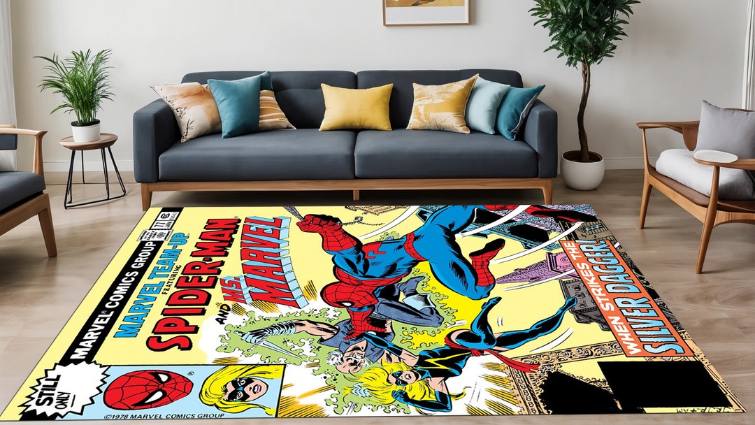 Spider-man Comic Book Rug: Superhero Living Room Decor - Etsy