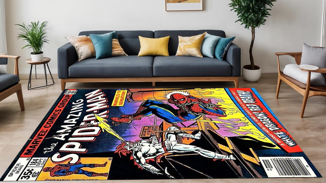 Spider-man Comic Book Rug: Superhero Living Room Decor - Etsy