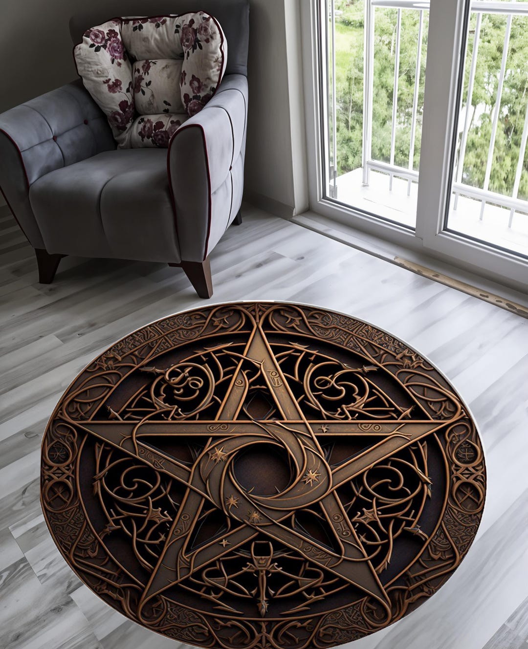 Pentagram Rug,star Symbol,pectangle,star Pattern Rug,rugs for Living ...