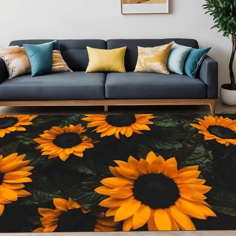 Sunflower Area Rug - Etsy