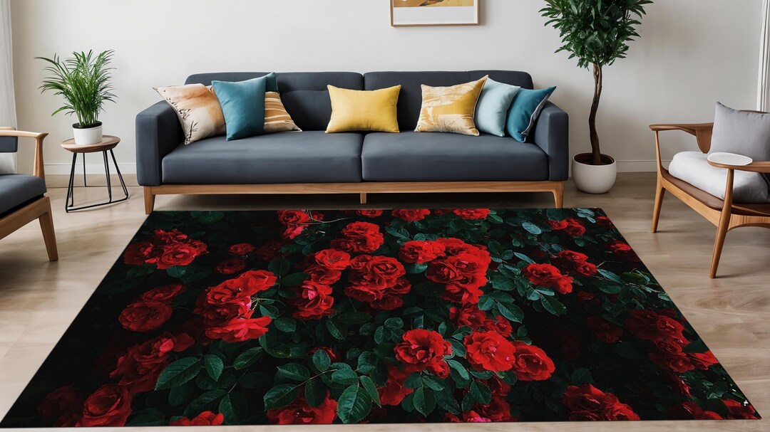 Red Roses,roses Pattern Rug,floral Rug,rugs for Living Room,best Model ...