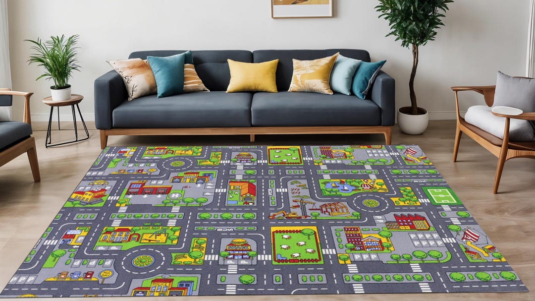Traffic Rug,city Pattern Rug,highway Rug,cars Rug,play Game Room Rug ...