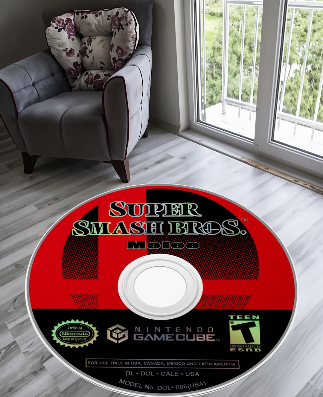 Super Smash Bros Rug: Game Room Round Floor Rug, CD Rug, Disc Carpet ...