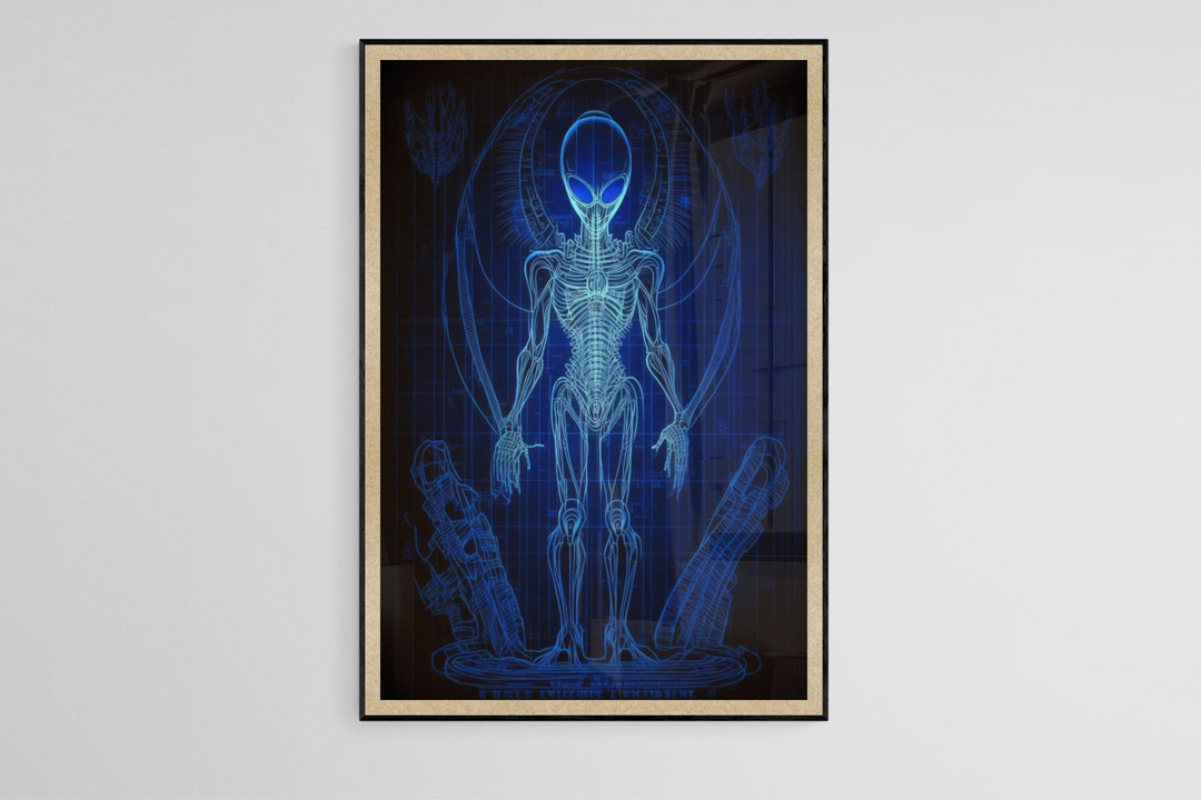 Vintage Illustrations Alien Blueprint Drawings Digital - Etsy
