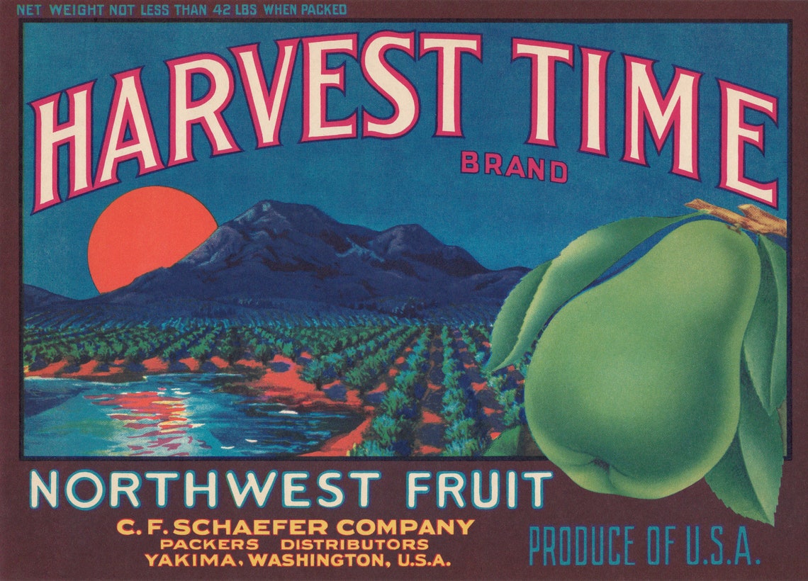 Printable Digital Download Art Vintage Fruit Crate Label Harvest Time ...