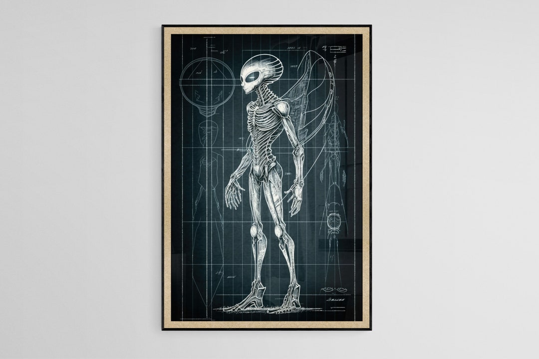 Vintage Illustrations Alien Blueprint Drawings Digital Download ...