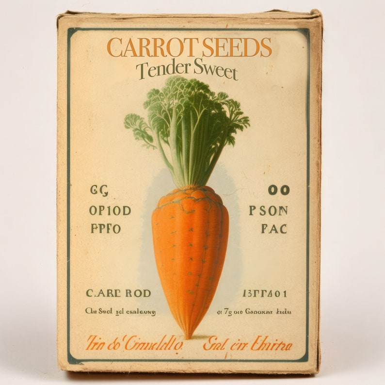 Vintage Seed Packets Carrot, Tomato, Lettuce, Corn Four Digital ...