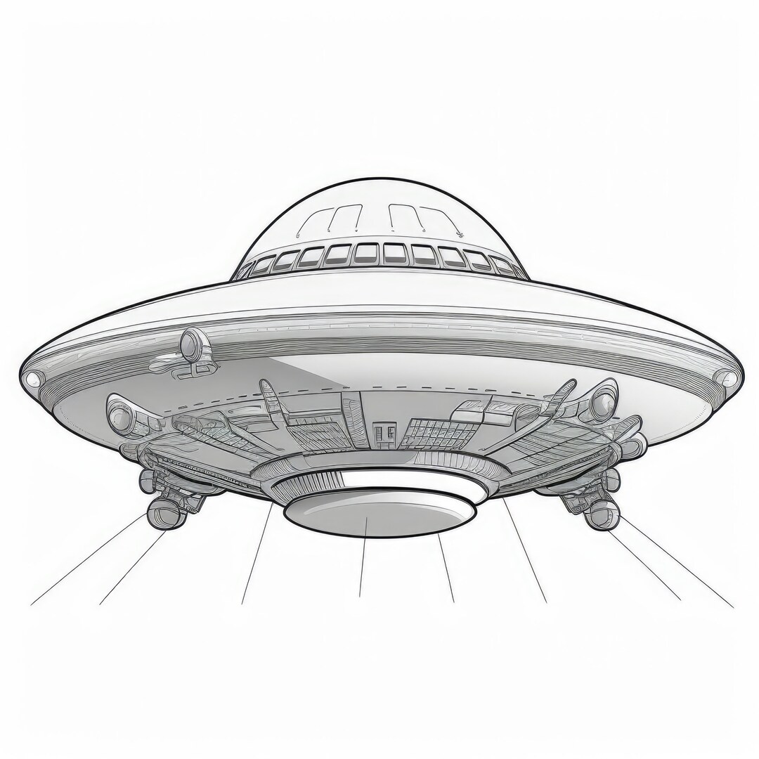 Vintage Illustrations UFO Flying Saucer Space Ship Starship Blueprint ...