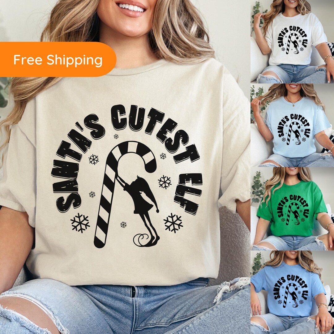 Santa's Cutest Elf Funny Christmas Elf Shirt Cute Winter Snow Gifts ...