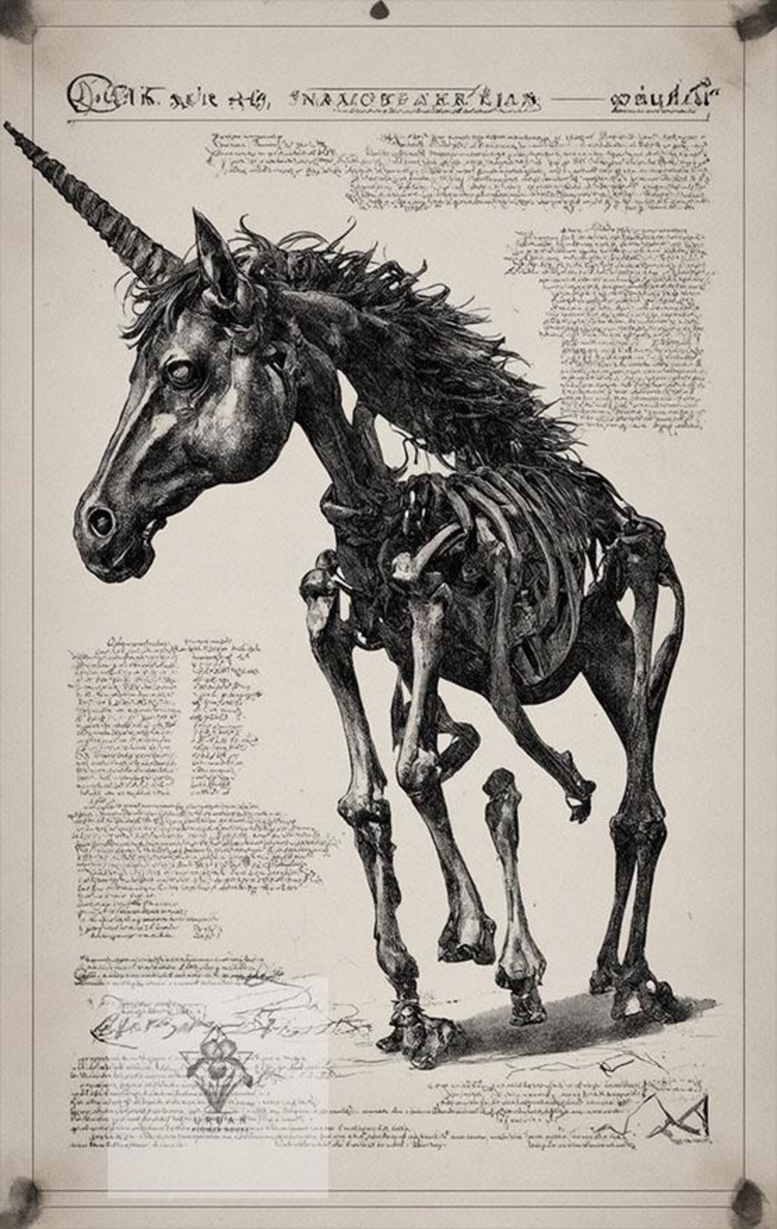 Unicorn Bones Anatomy Printable Art for Halloween Wall Art, Home Decor ...
