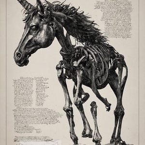 Unicorn Bones Anatomy Printable Art for Halloween Wall Art, Home Decor ...