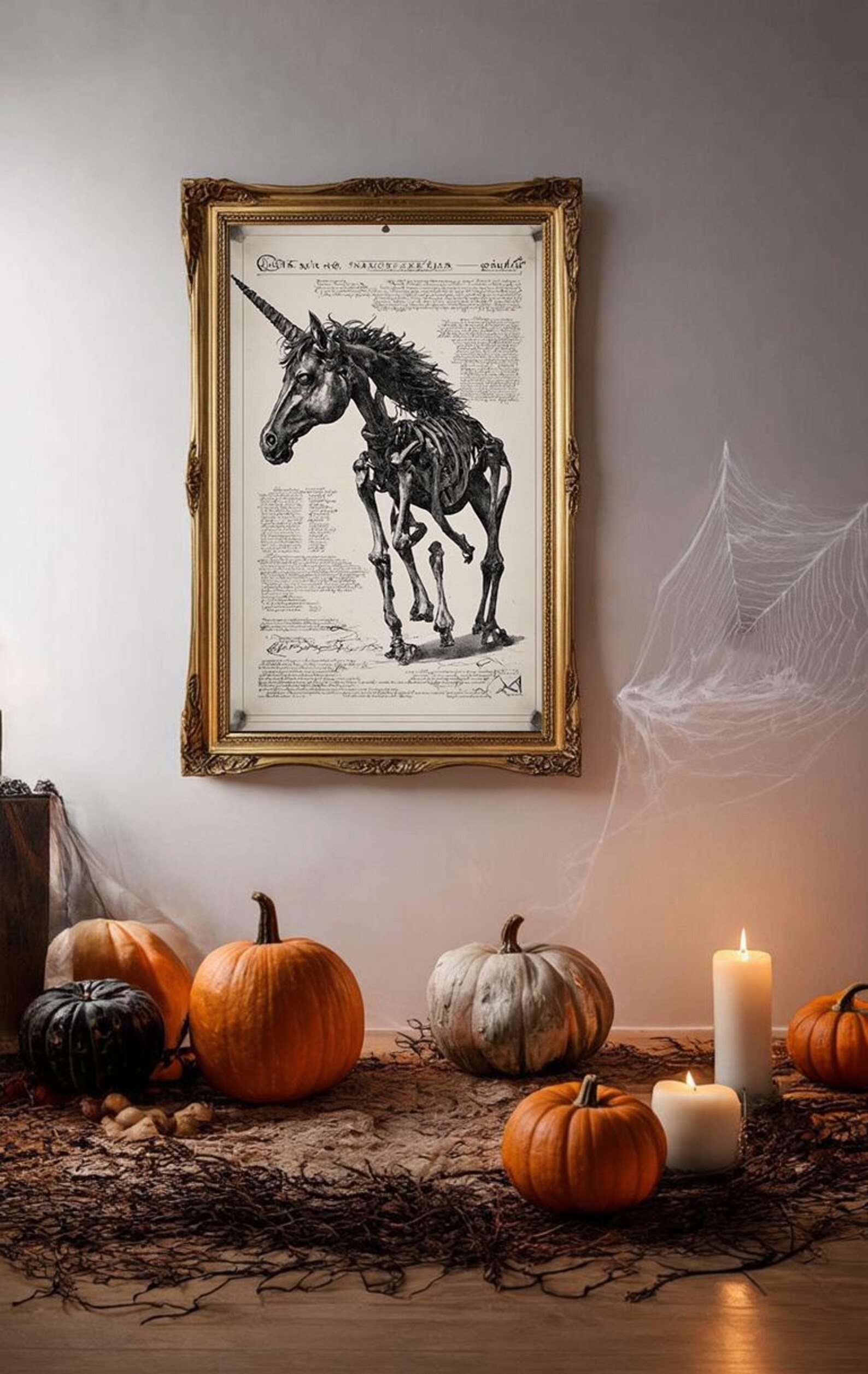 Unicorn Bones Anatomy Printable Art for Halloween Wall Art, Home Decor ...