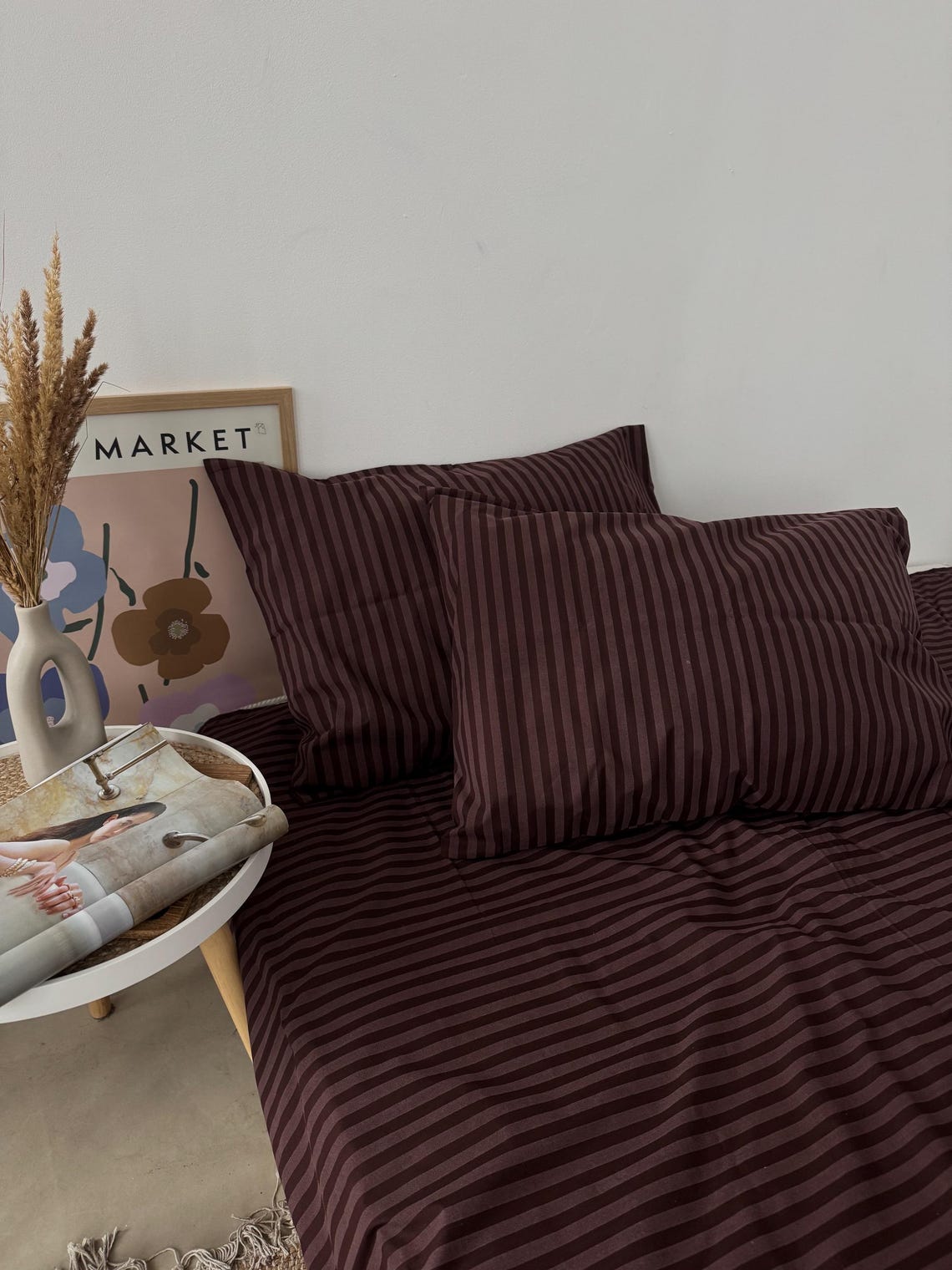 Set of 2 Striped Pillowcases 100% Cotton. Ruffled Pillowcases. Custom ...