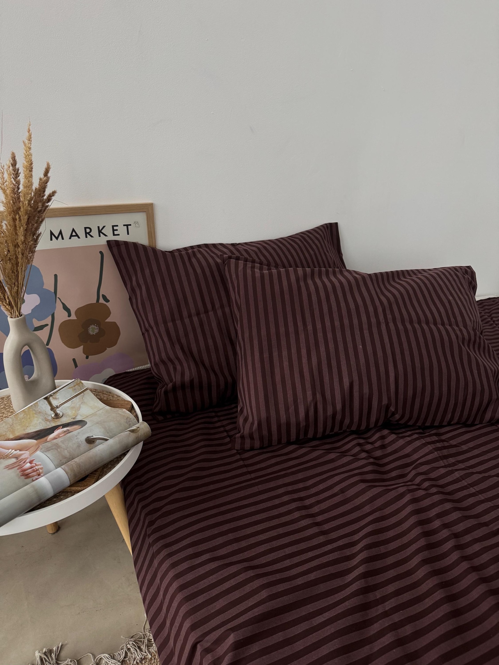 Set of 2 Striped Pillowcases 100% Cotton. Ruffled Pillowcases. Custom ...