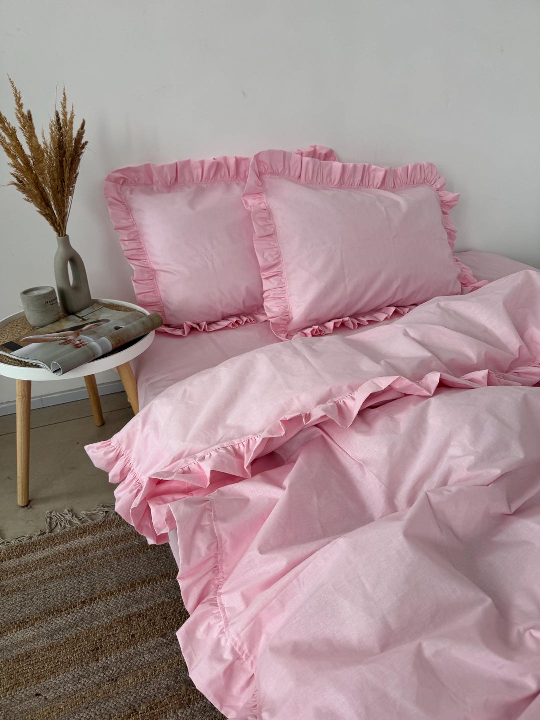 Barbie Pink Ruffled Bedding Set 4pc - 100 Cotton - Duvet Cover ...