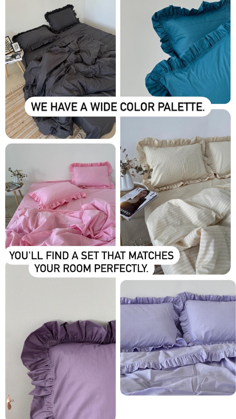 Dark Red Ruffle Bedding 100 Cotton 4 Piece Set : Duvet Cover, 2 ...