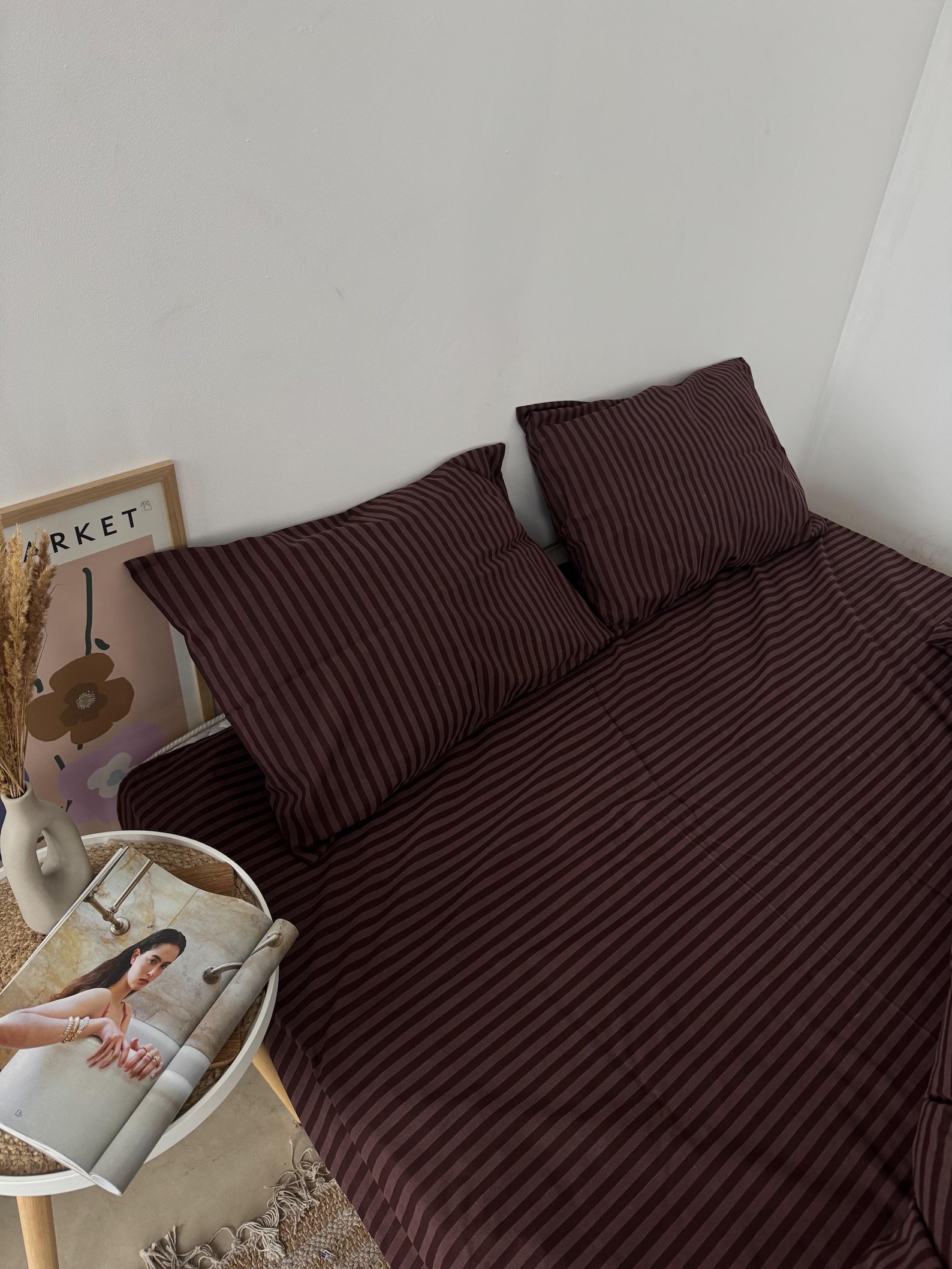 Set of 2 Striped Pillowcases 100% Cotton. Ruffled Pillowcases. Custom ...
