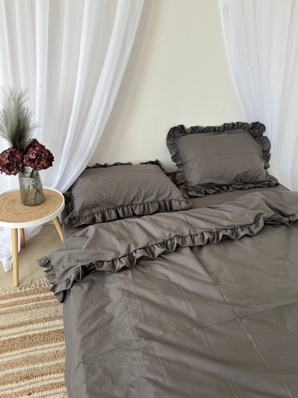 Ruffle Bedding in Vintage Style 100% Cotton Bedding Set - Queen, King ...