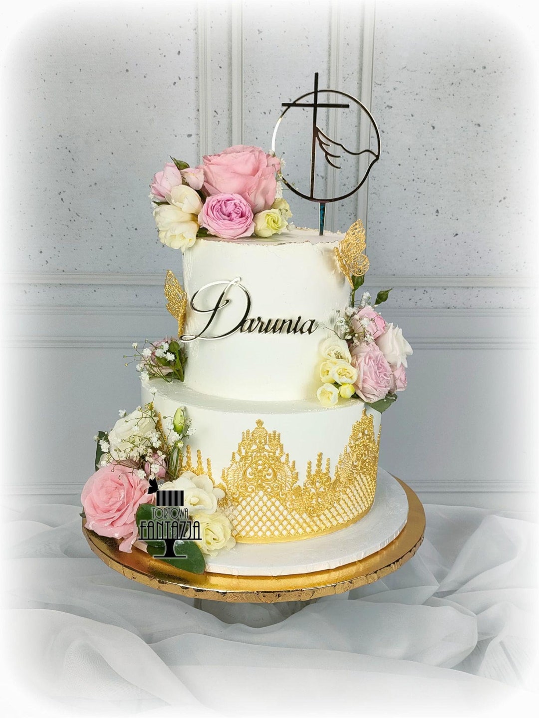 MINIOWELOVE | Cake Topper DOVE in Circle | Gold Dove in Circle | Taube ...