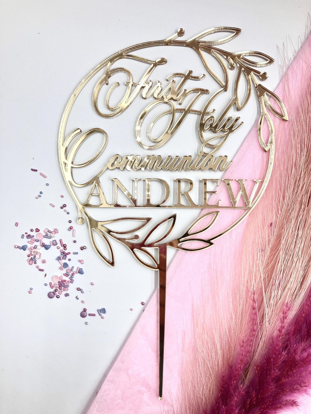 MINIOWELOVE | First Holy Communion + NAME in a Wreath | Acrylic ...