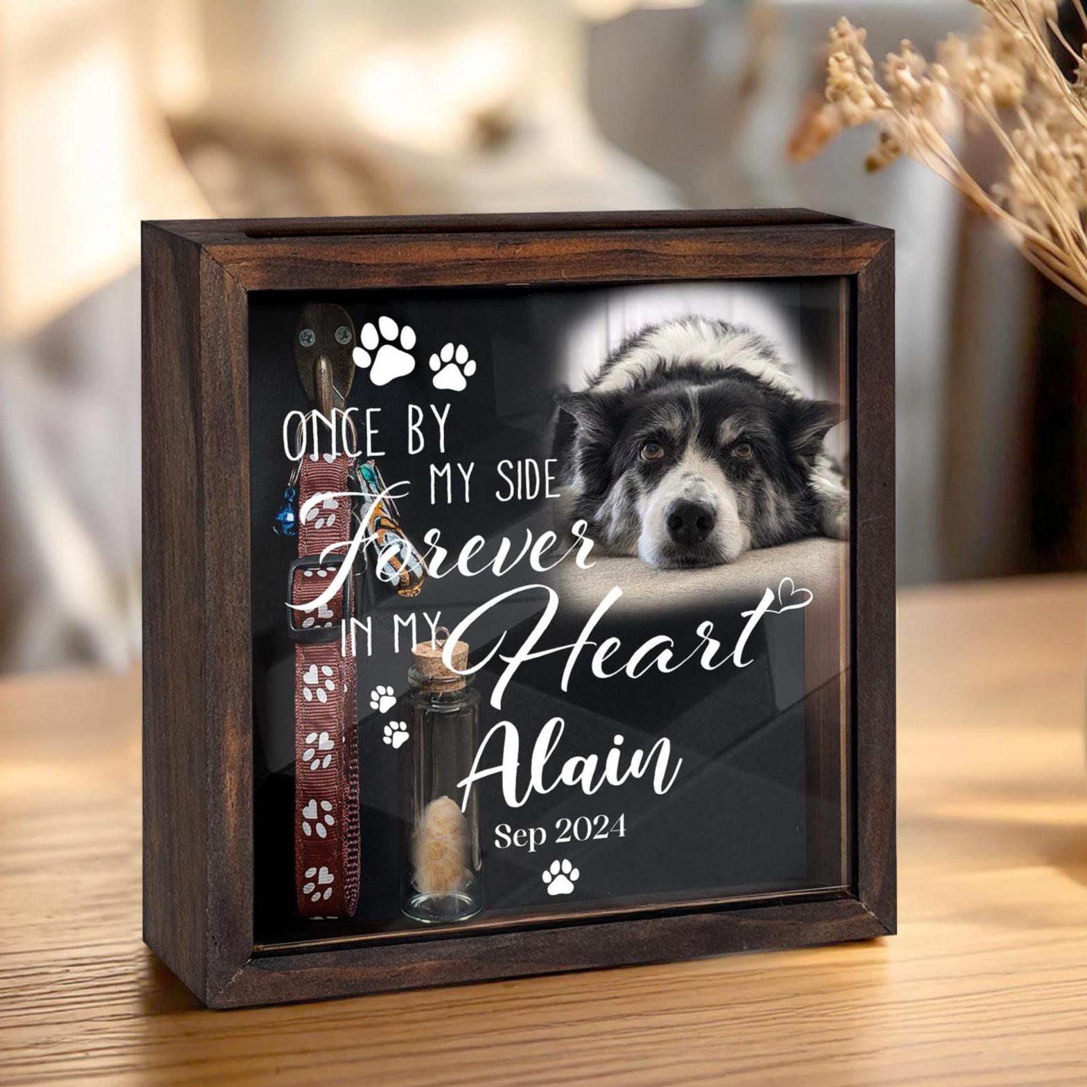 Personalized Memorial Pet Shadow Box With Pet Portrait Photo, Pet ...