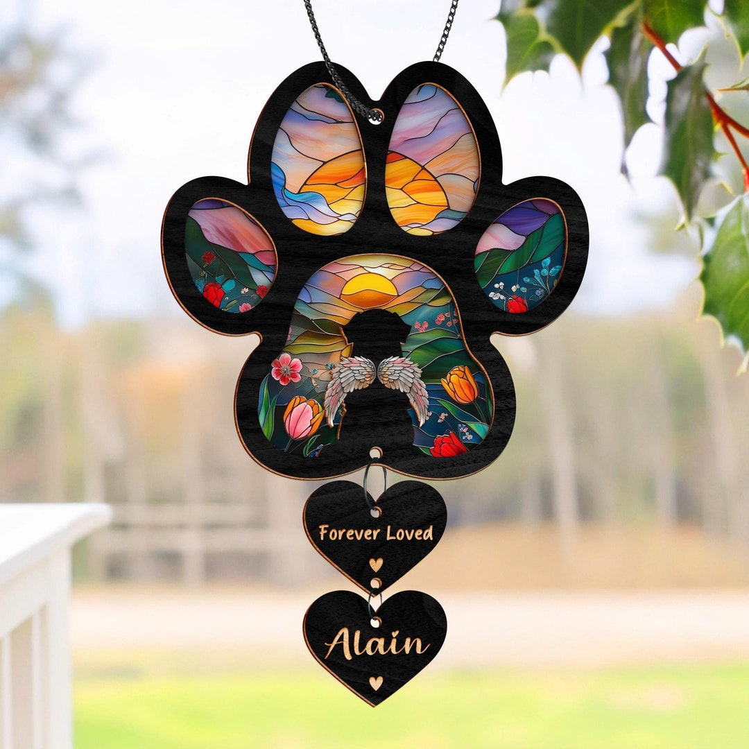 Memorial Pet Paw Suncatcher, Dog Loss Died Sympathy Gift, Dog Memorial ...