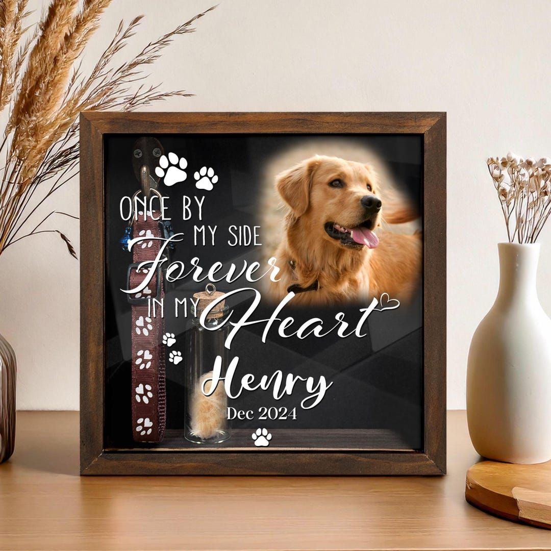 Personalized Pet Shadow Box With Pet Portrait Photo,pet Fur Keepsake ...