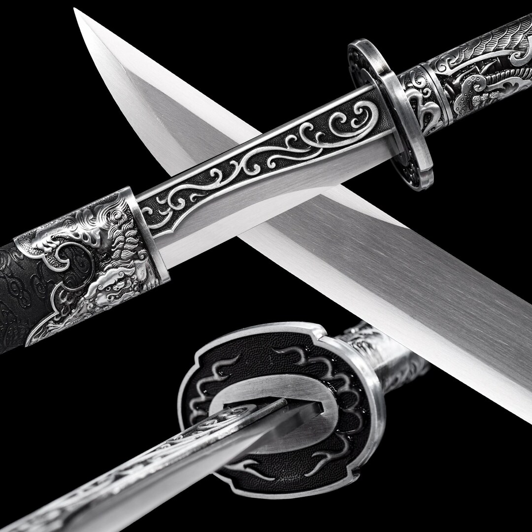 Black Samurai Sword,metal Handle Sword,manganese Steel Blade,japanese ...