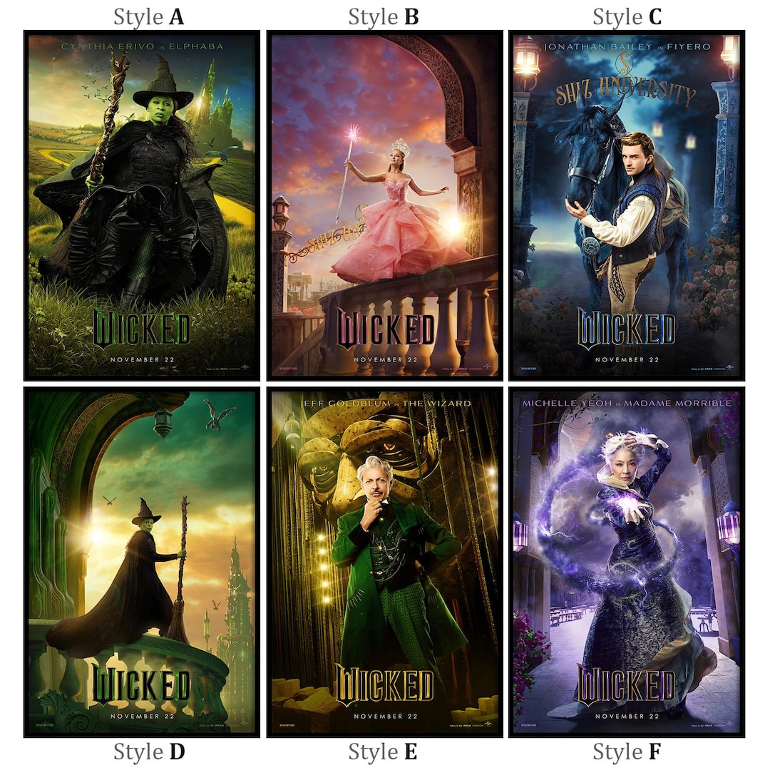 Wicked Character Poster Poster, Wicked Movie Poster, Limited Edition ...