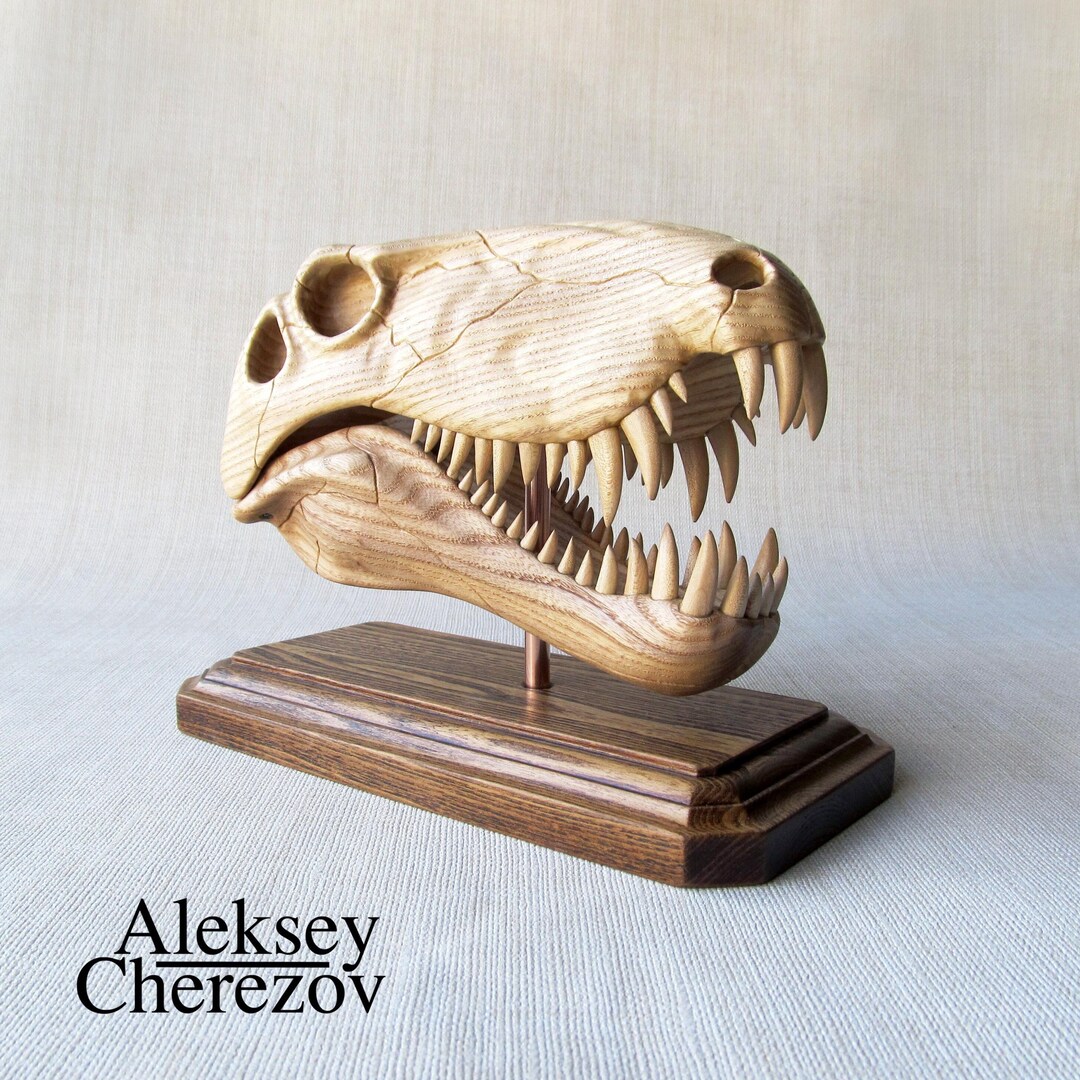 Hand Carved Ash Wood Dimetrodon Skull: Paleoart Tabletop Sculpture - Etsy