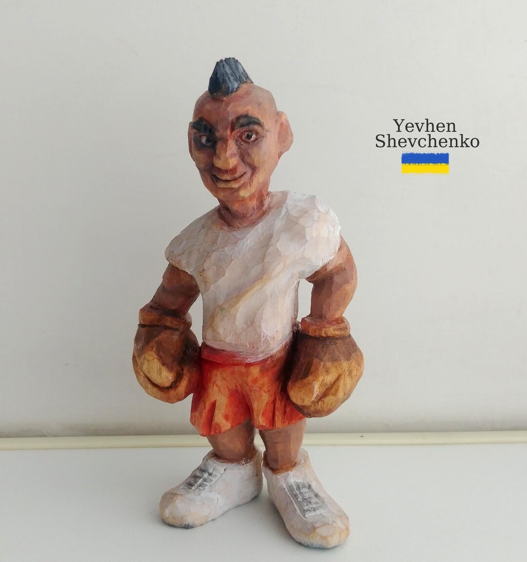 Statuette of a Boxer. Wooden Figurine Statues Pugilist. an Interior ...