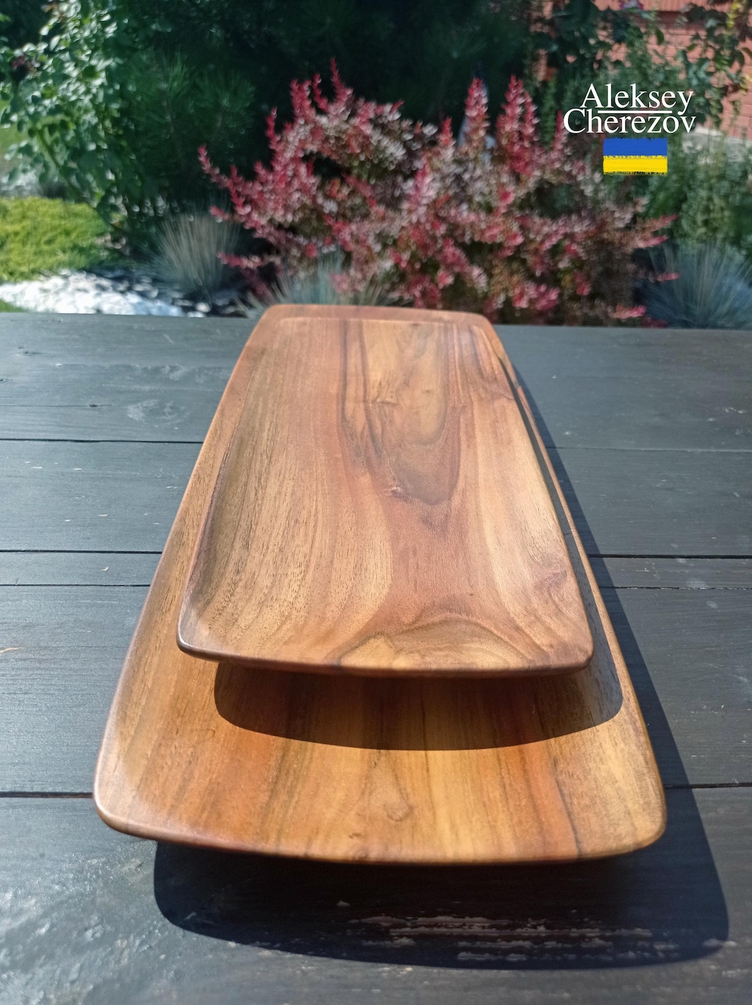 Handmade Walnut Wood Plate Set: Rectangular Serving Platters - Etsy