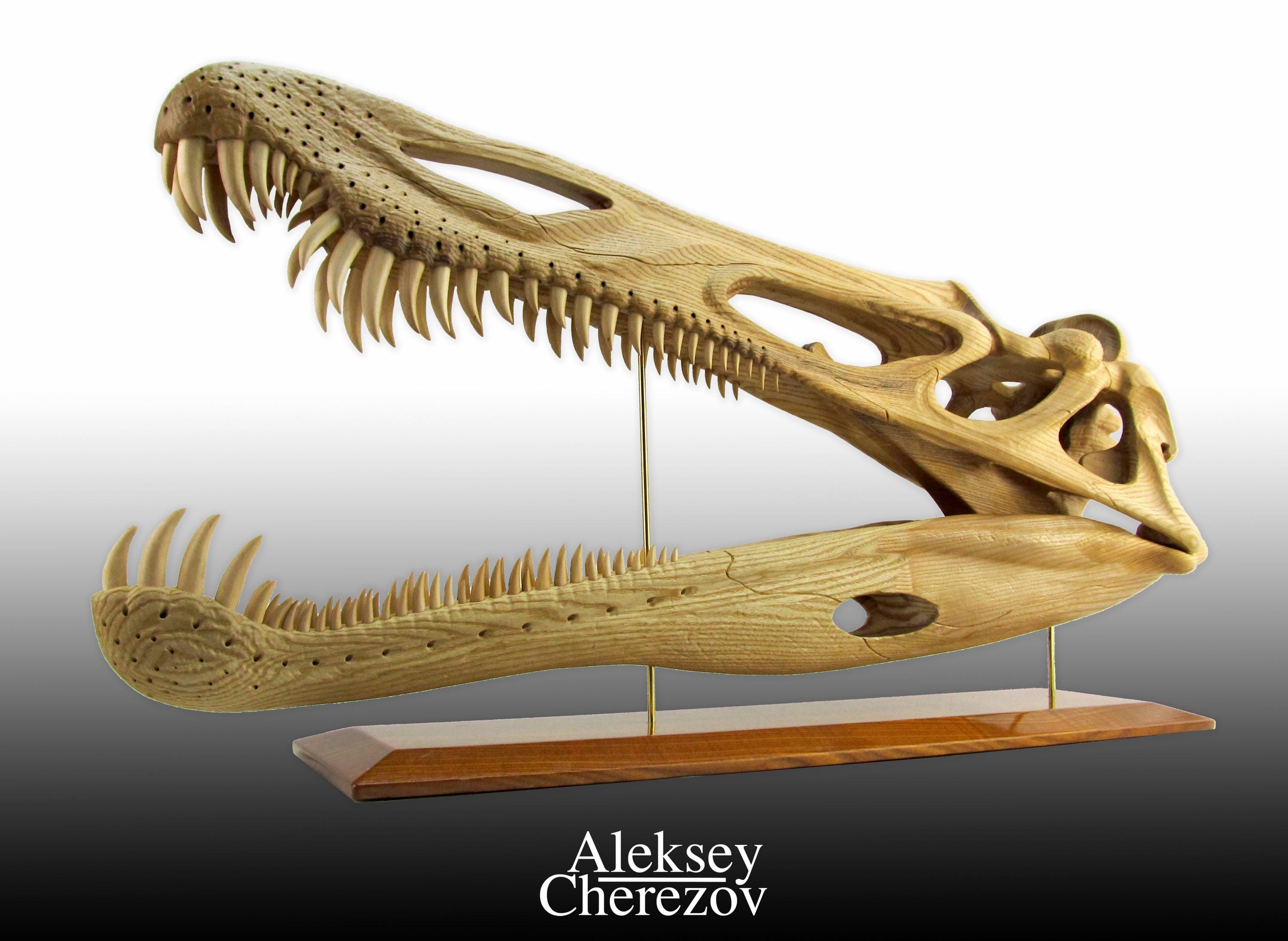 Wooden Suchomimus Dinosaur Skull, Paleontologi, Loft Tabletop Sculpture ...