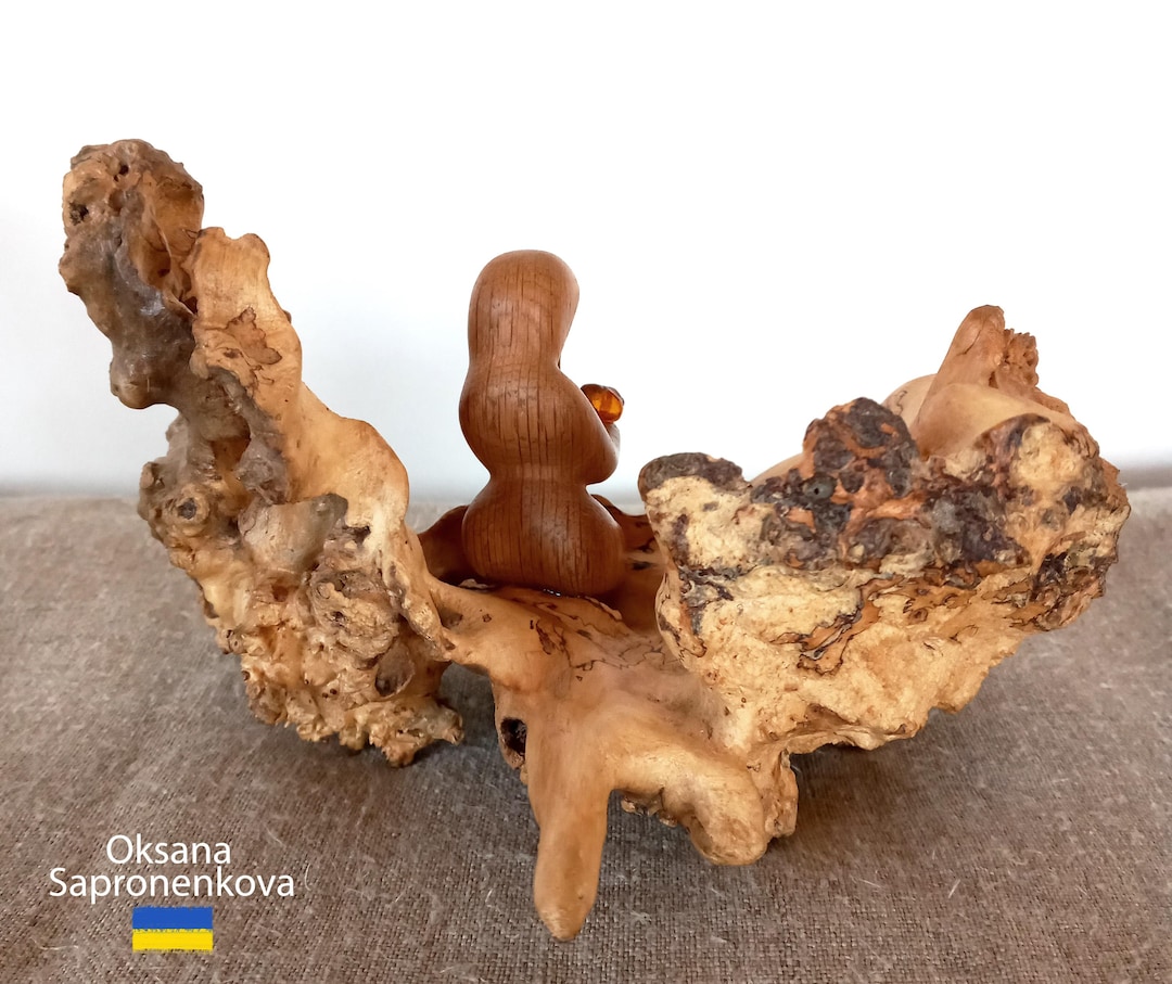 Undine Figurine, Water Spirit Statuette, Mermaid Sculpture, Maple Burl ...