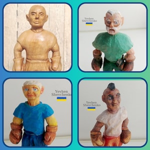 Boxer. Carved Statuette. Wooden Figurine Statues Pugilist. Sports ...