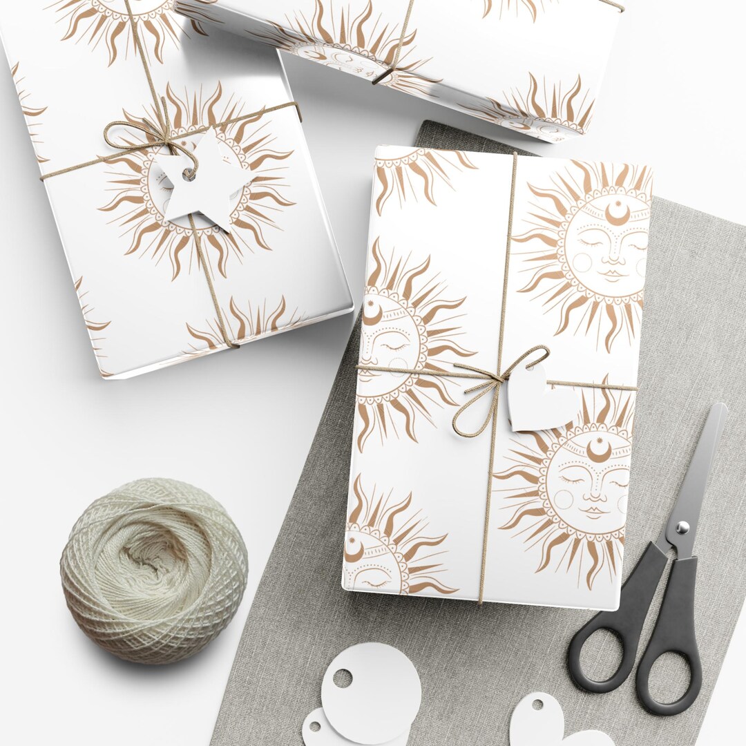 Gift Wrap Paper, Sun/celestial Wrapping Paper, Boho Theme Wrapping ...