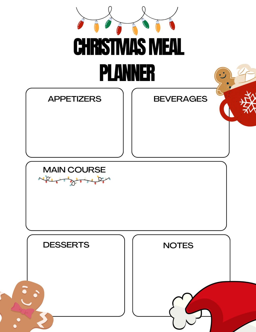 Christmas Meal Planner - Etsy