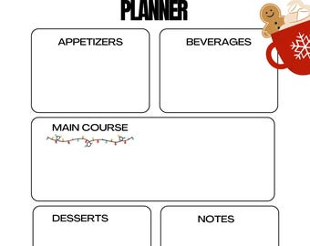 Christmas Dinner Printable Menu Meal Planner Bundle - Digital Fill in ...