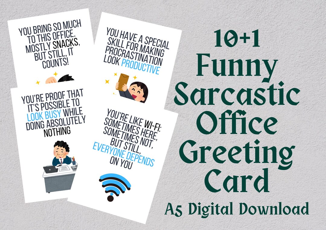 Funny Sarcastic Office Cards: Coworker Humor (A5 Digital Download) - Etsy