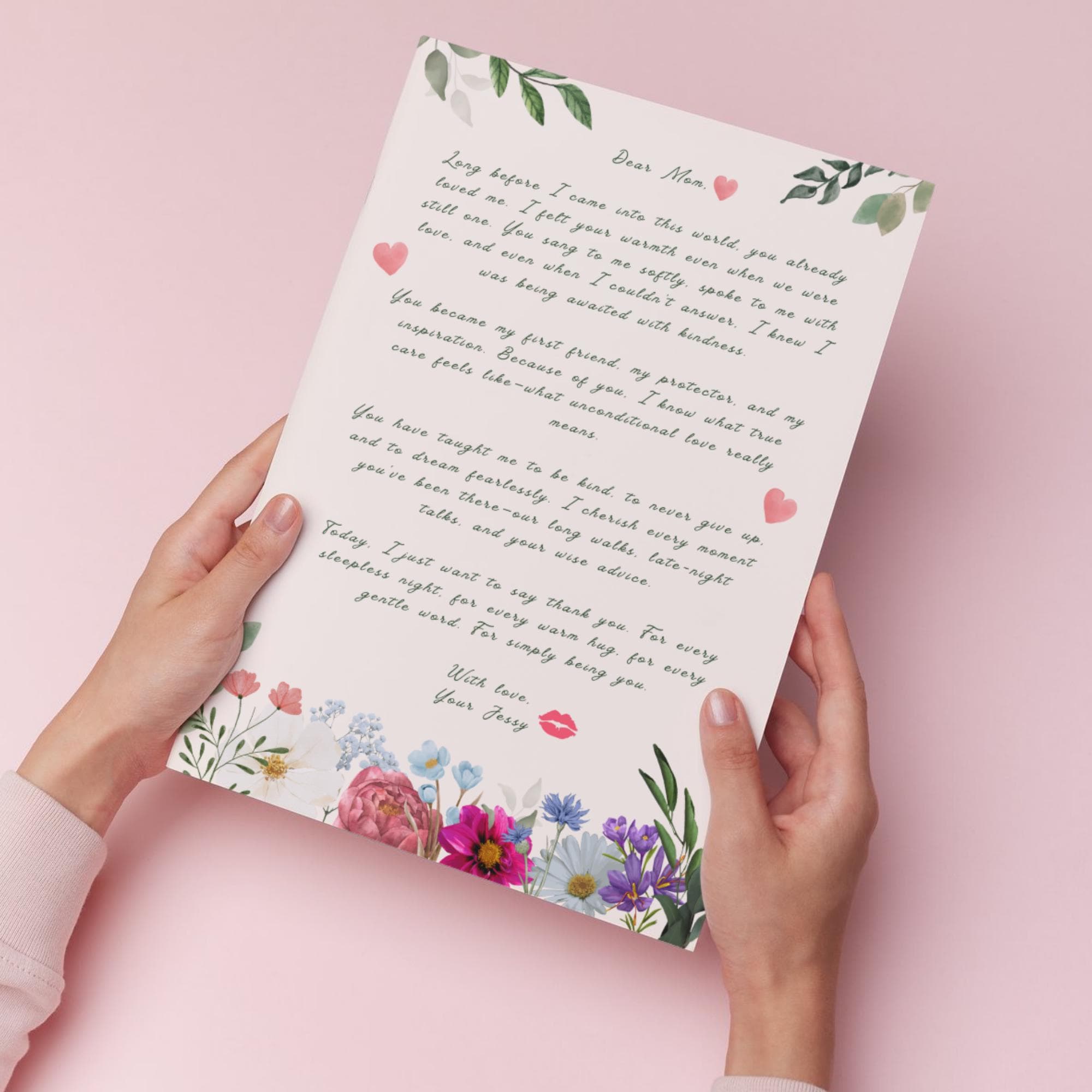 Personalized Letter to Mom: Heartfelt Keepsake Gift (digital Download ...