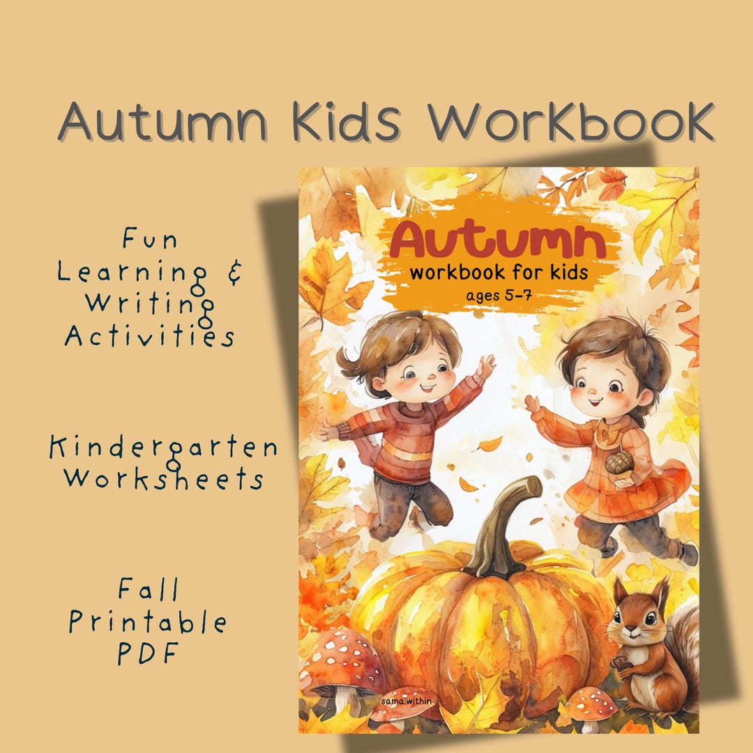 Autumn Kids Activity Workbook: Ages 5-7 Printable Fall Learning (PDF ...