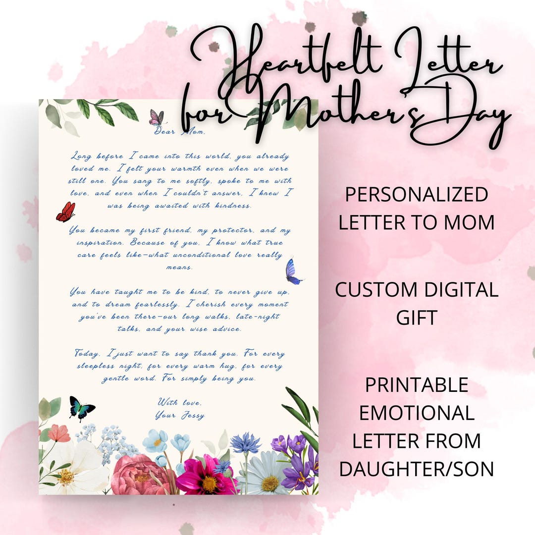 Personalized Letter to Mom: Heartfelt Keepsake Gift (digital Download ...