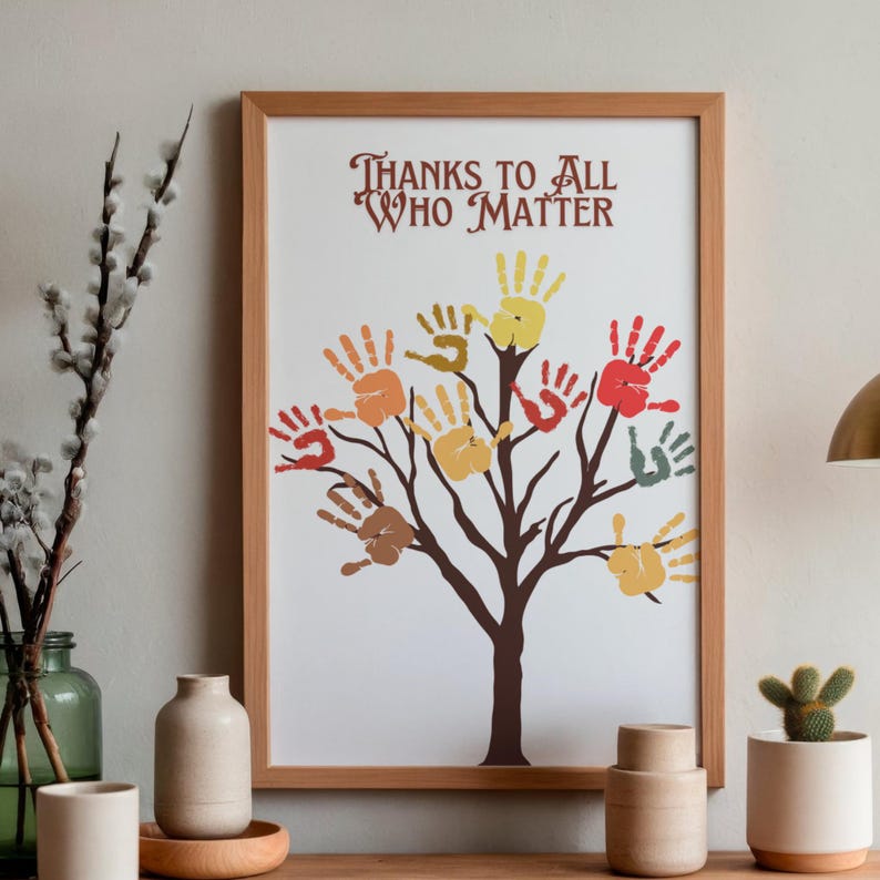 Thanksgiving Handprint Tree Printable Family Keepsake Poster Fall ...